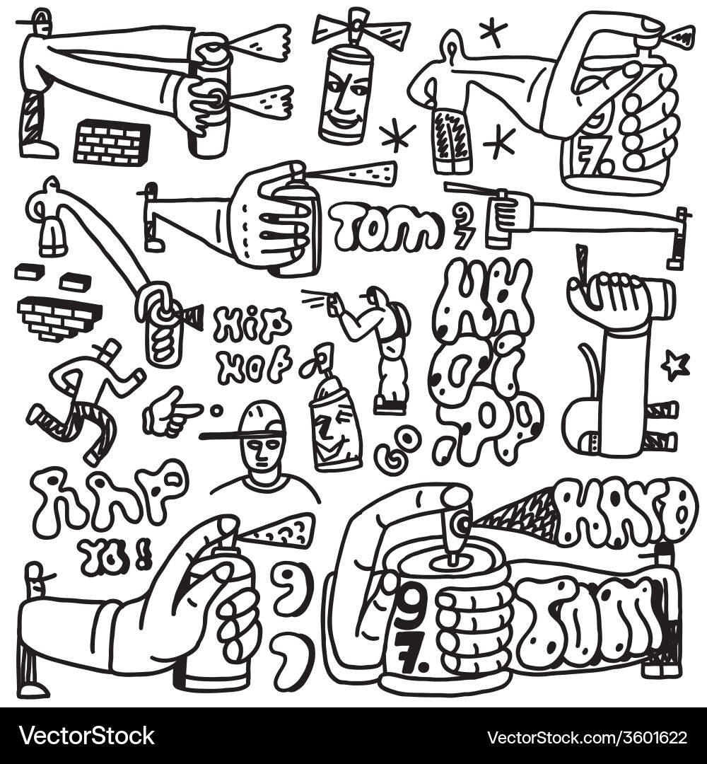 Graffiti spray paint - doodles set Royalty Free Vector Image