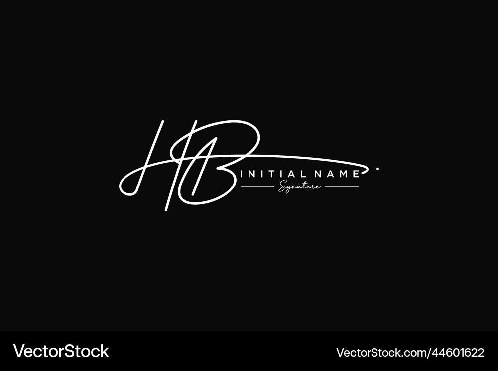 Initial hb signature logo template hand drawn Vector Image