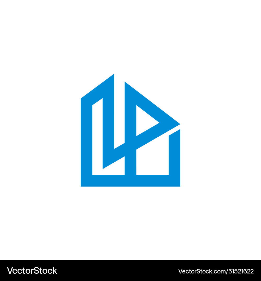 Letter lp triangles simple construction line logo Vector Image