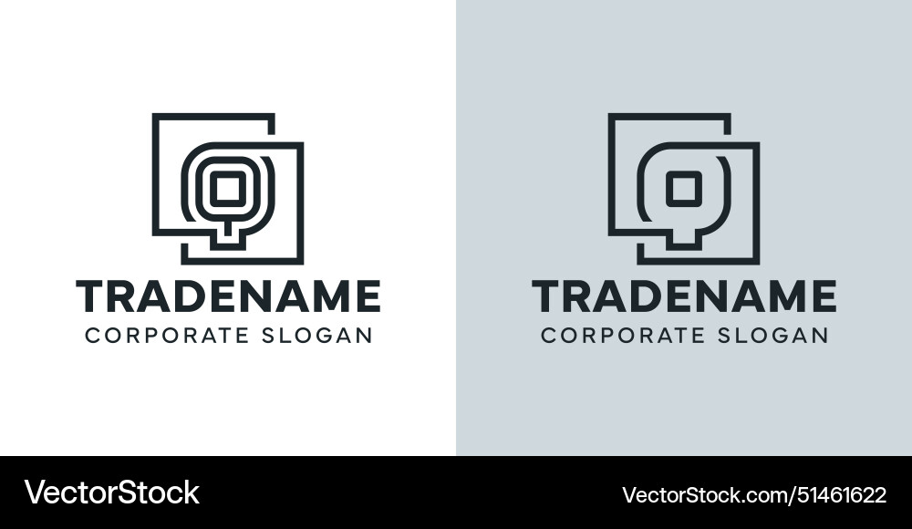 Modern letter q with double square logo Royalty Free Vector