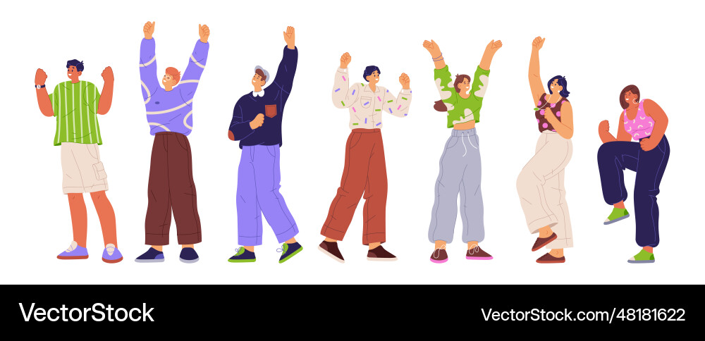 People cheering and celebrating victory Royalty Free Vector