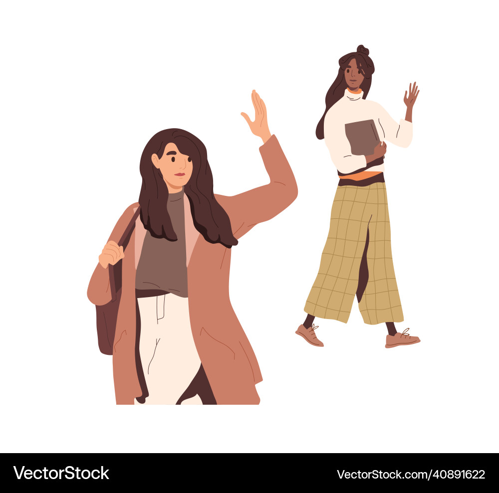 Person leaving and gesturing bye waving with hand Vector Image