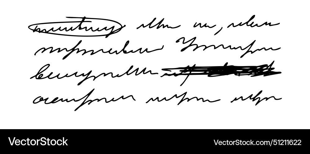 Unreadable handwritten text sweeping handwriting Vector Image
