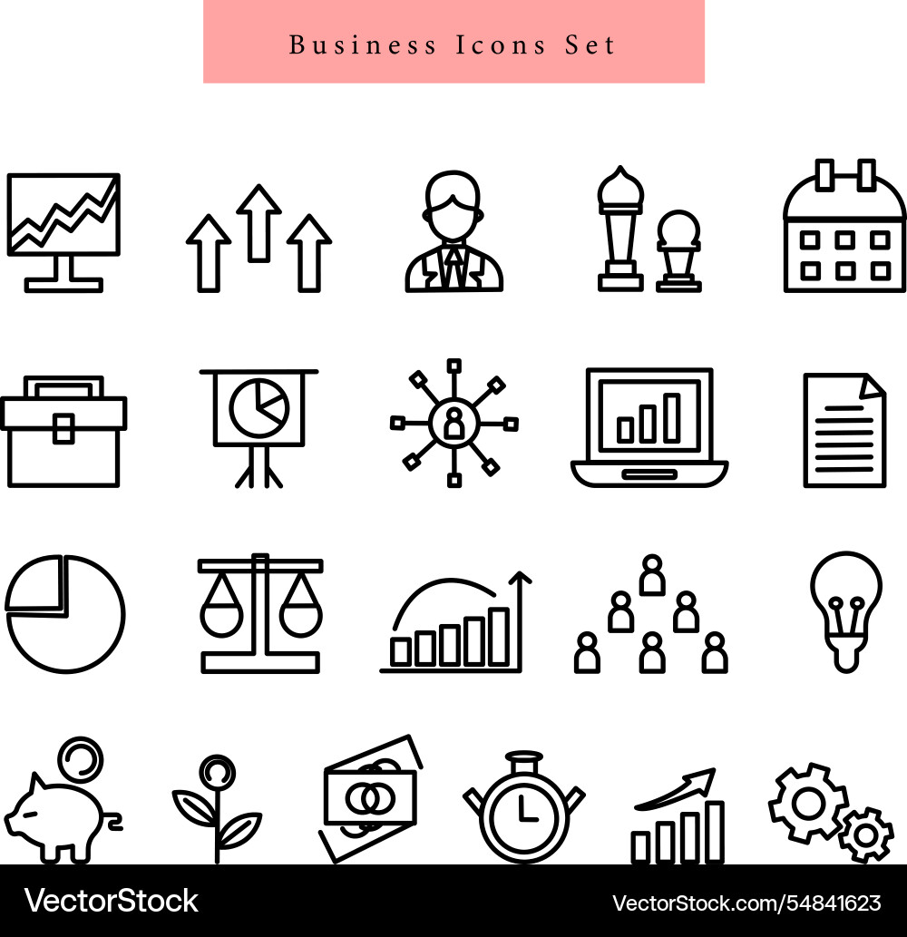 21 business line art icon set Royalty Free Vector Image