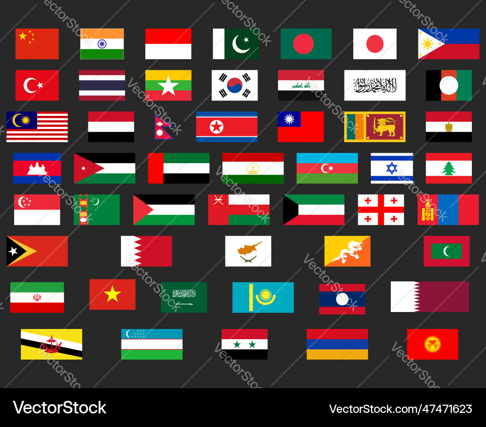 Asian Flag Collection - Diverse Nations Royalty Free Vector