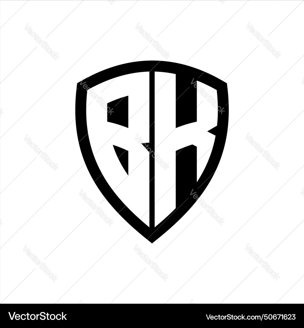 Bk monogram logo with bold letters shield shape Vector Image