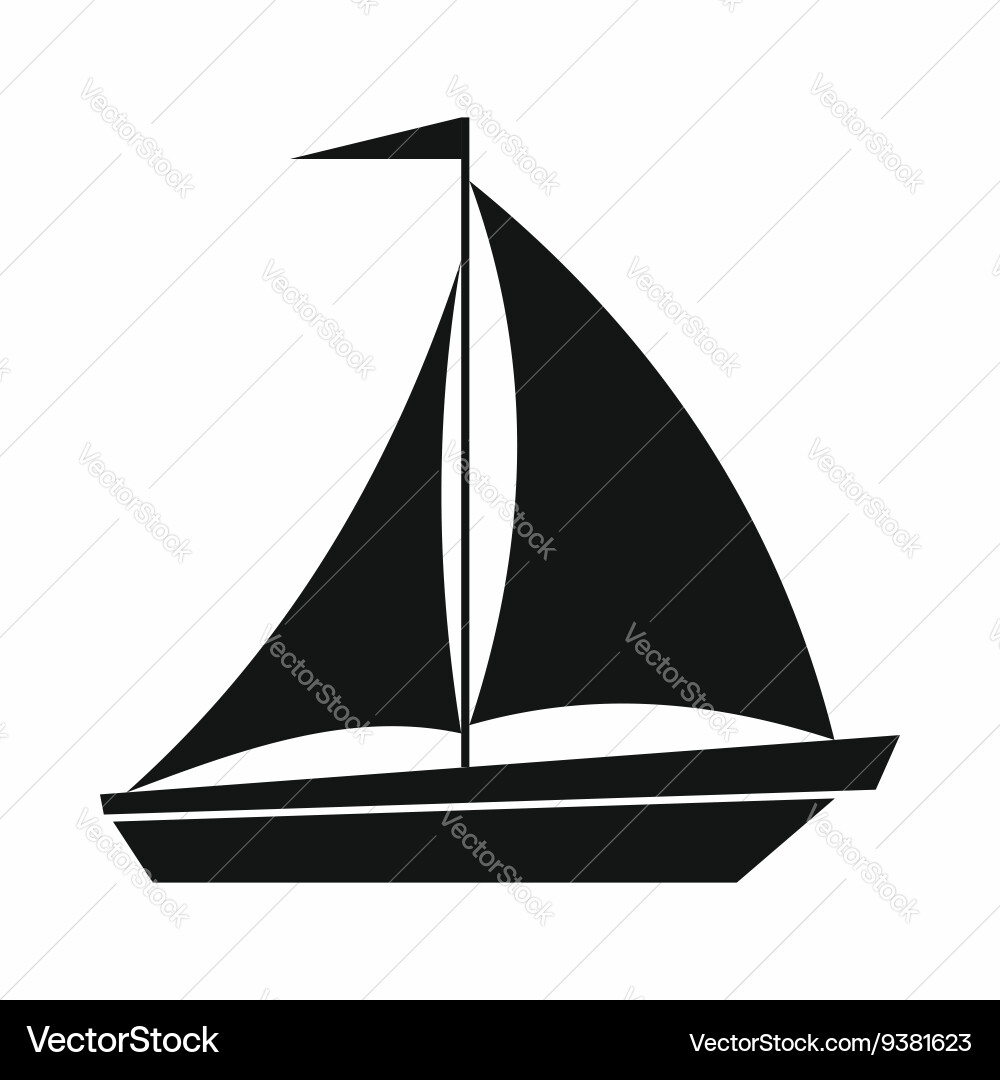 Boat with sails icon simple style Royalty Free Vector Image