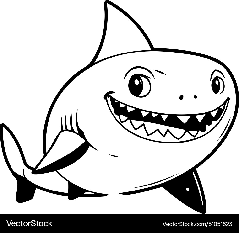 Cute cartoon shark isolated on white background Vector Image