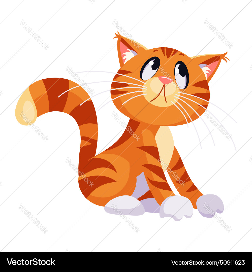 Ginger cartoon cat Royalty Free Vector Image - VectorStock