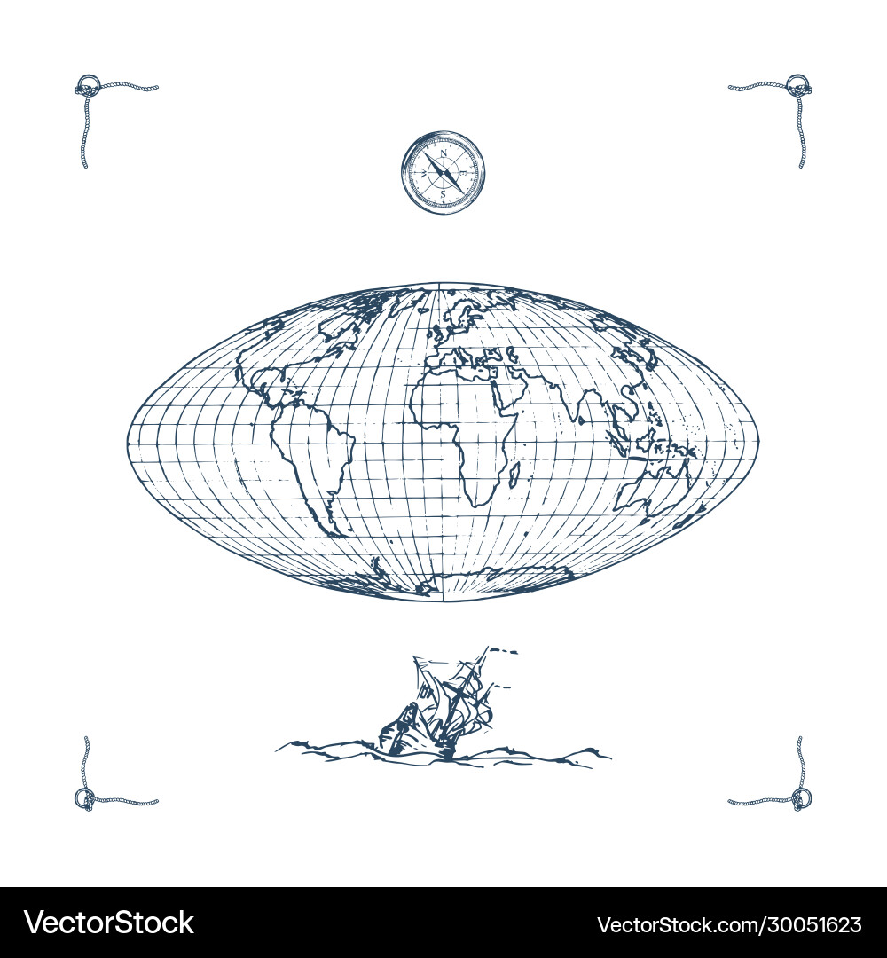 Graphic earth globe map Royalty Free Vector Image