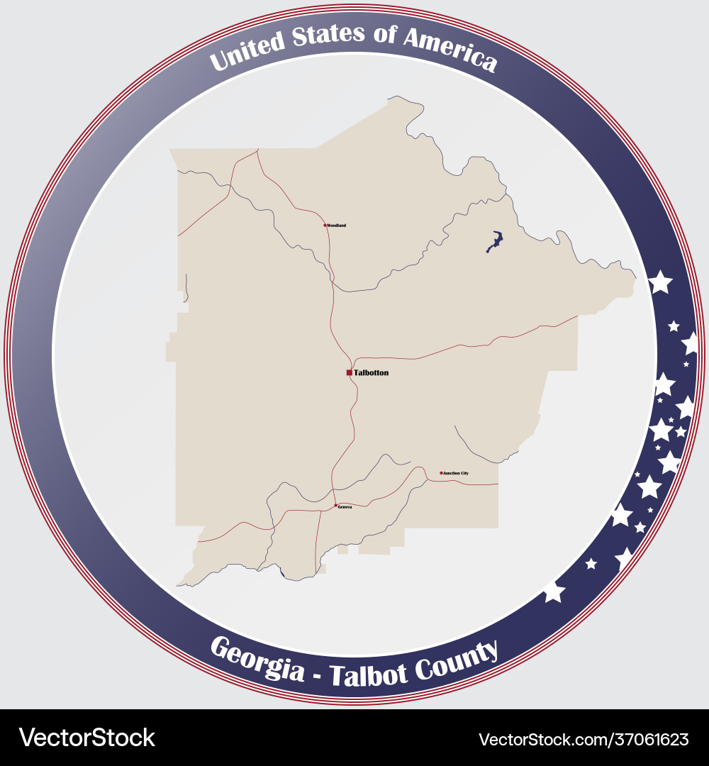 Map talbot county in georgia Royalty Free Vector Image