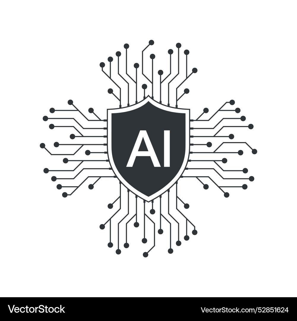 Ai security digital chip cyber Royalty Free Vector Image