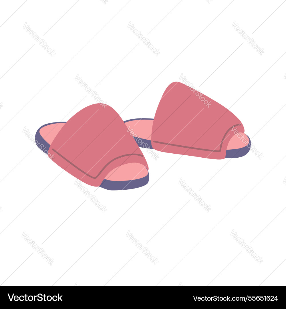 Cozy pink home slippers isolated on white Vector Image