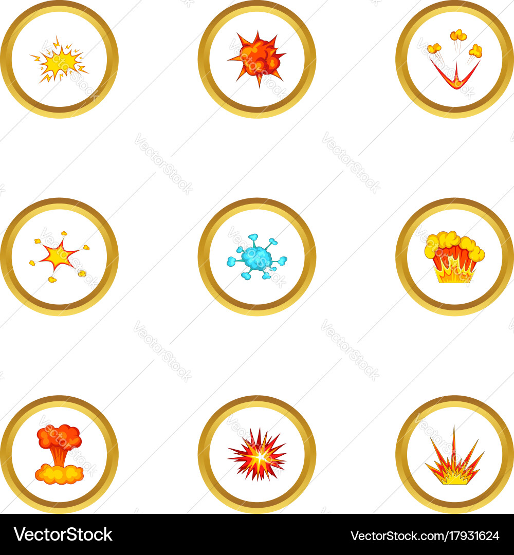 Explosion effect icons set cartoon style Vector Image