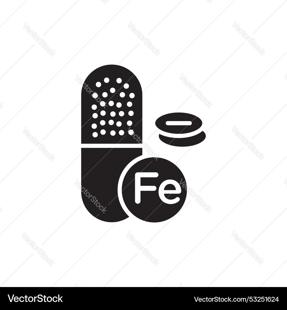 Iron capsule icon set fe vitamin and nutrient Vector Image