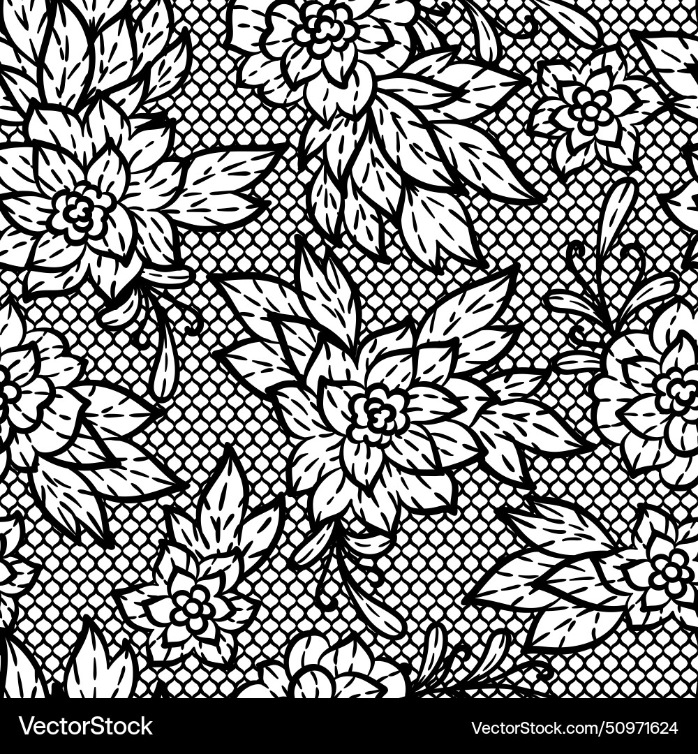 Lace pattern with flowers embroidery handmade Vector Image