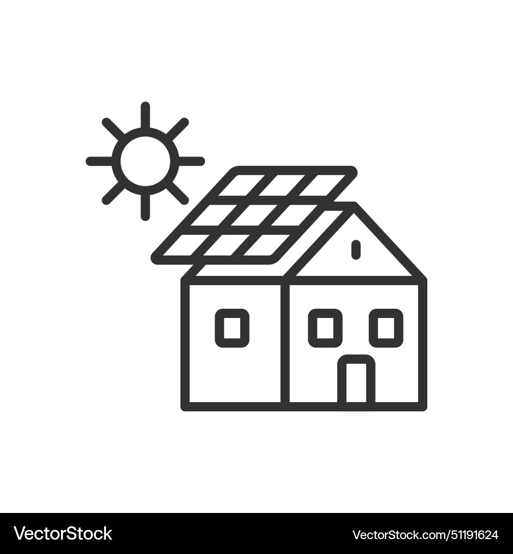 Rooftop solar panel in line design rooftop solar Vector Image