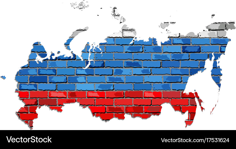 Russia map on a brick wall Royalty Free Vector Image