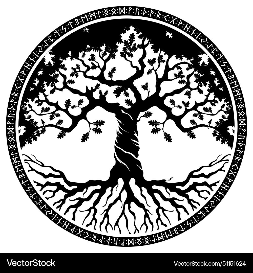 Scandinavian viking design tree mighty oak Vector Image