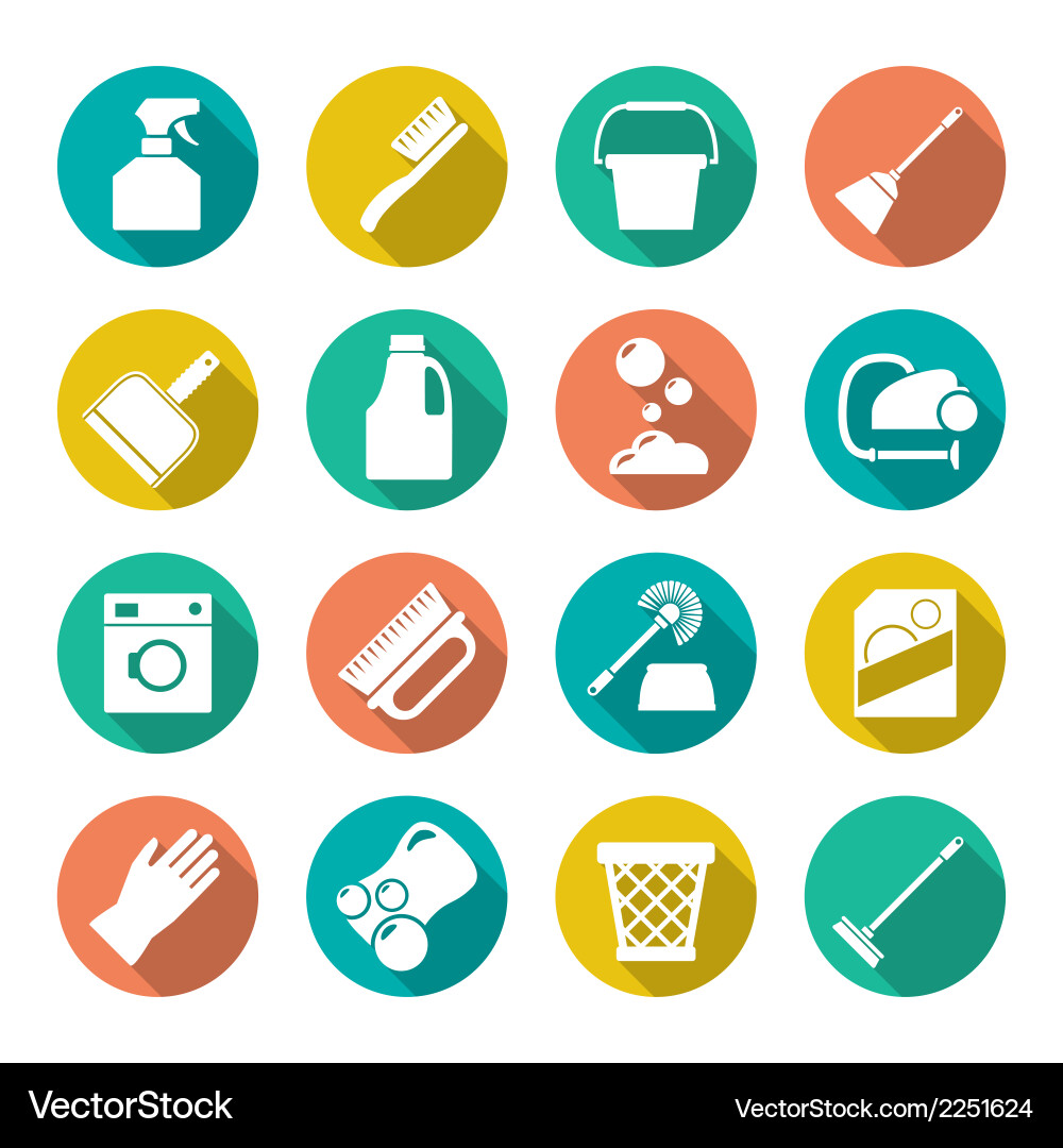 Set flat icons of cleaning Royalty Free Vector Image