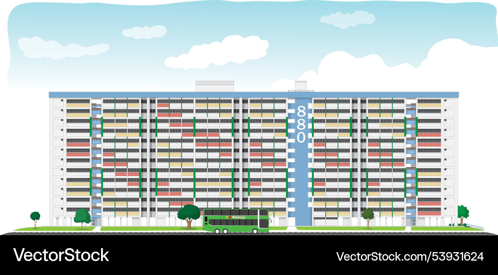 Singapore HDB Flatscape Royalty Free Vector Image