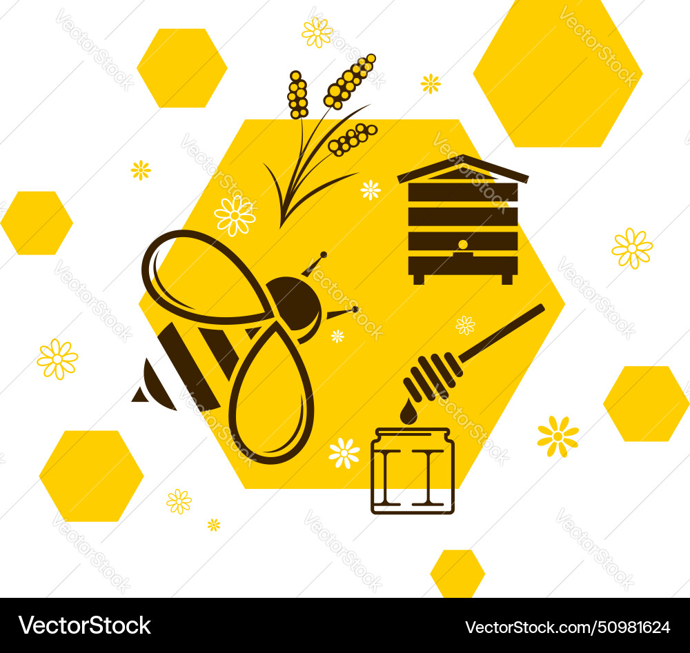 Symbol for beekeeping with bee honeycomb Vector Image