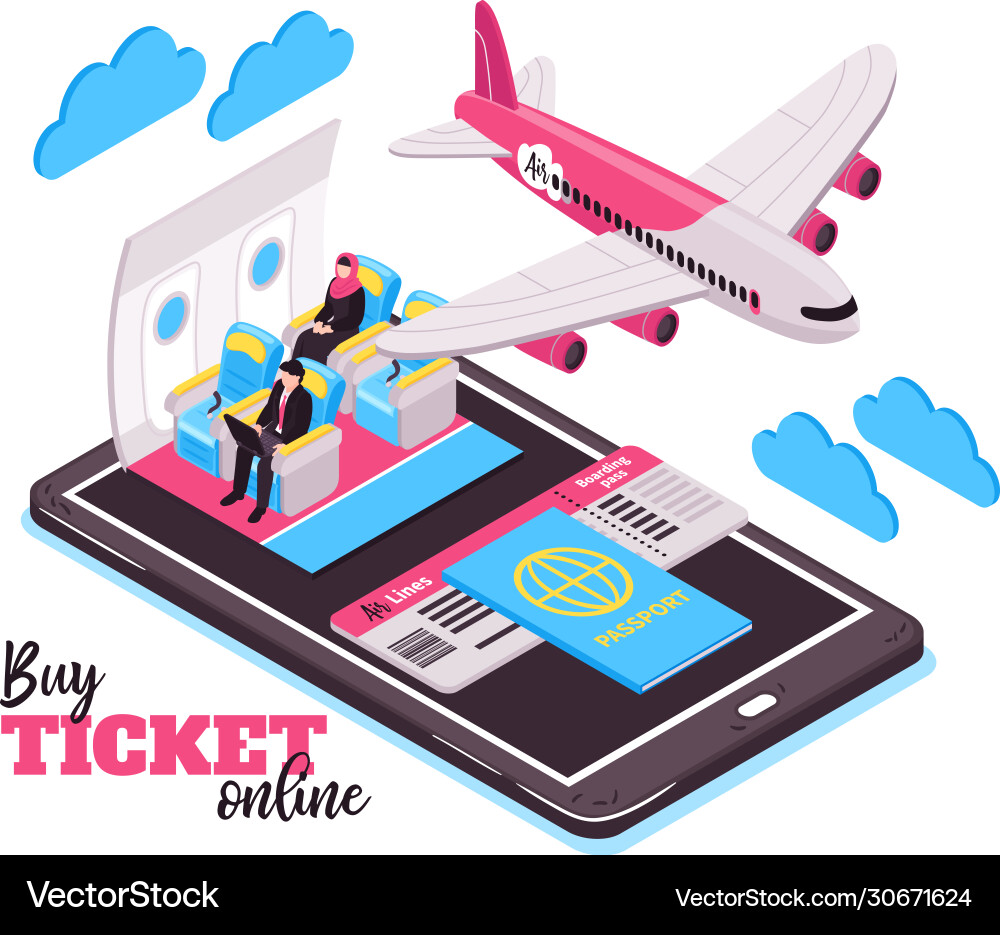 Travel by airplane isometric design concept Vector Image