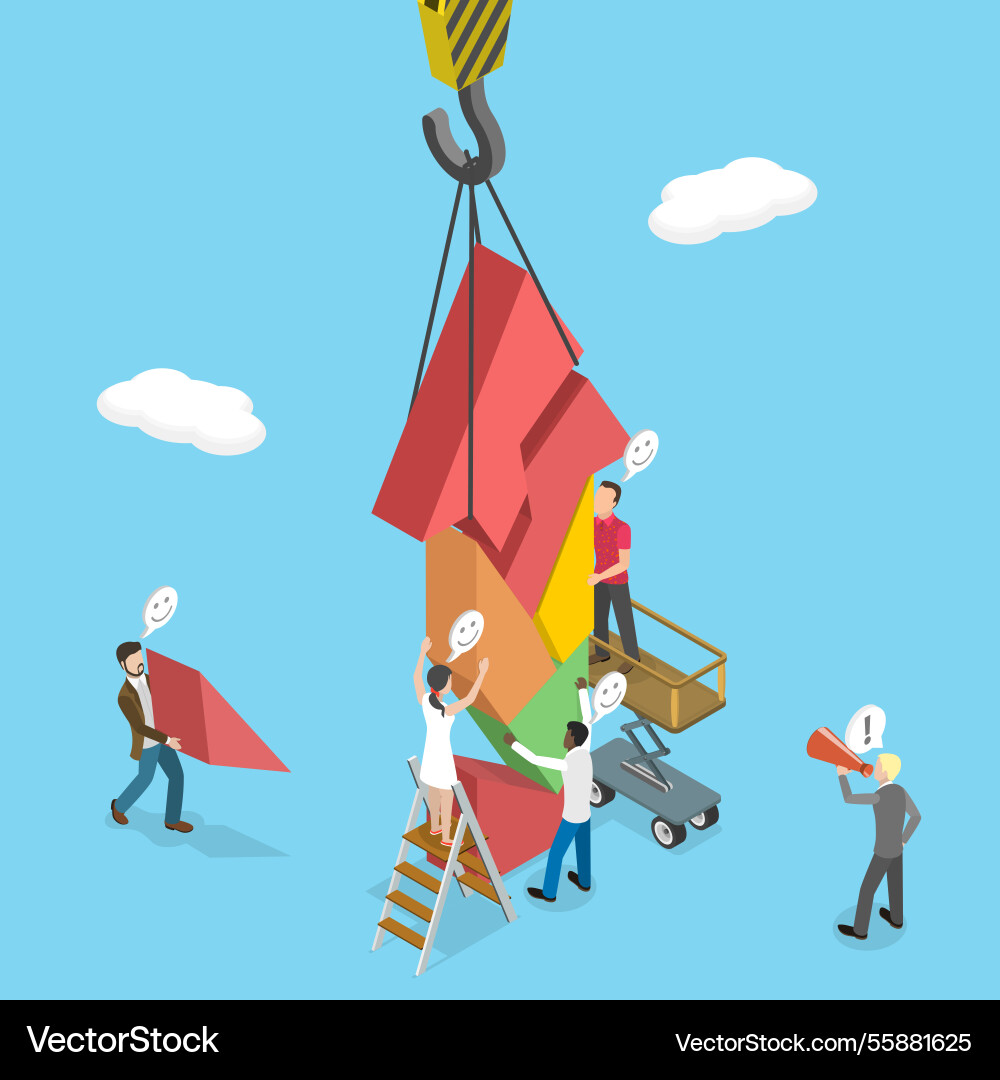 3d isometric flat of teamwork Royalty Free Vector Image