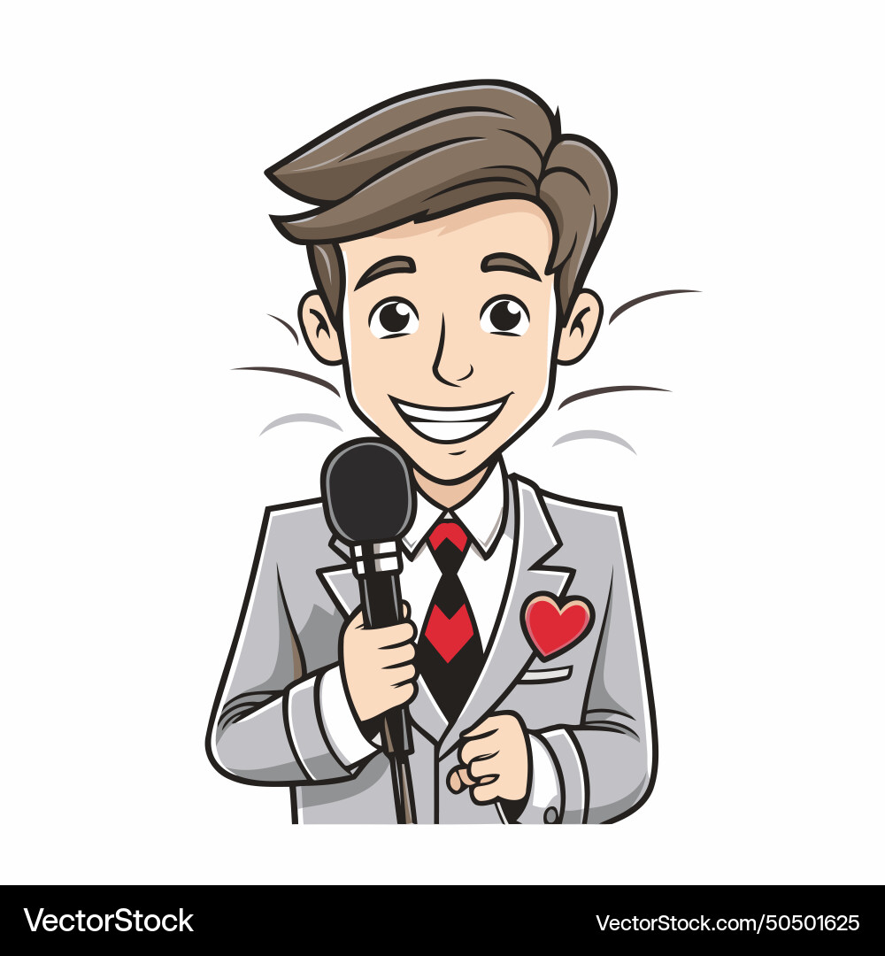 A man wearing suit holding microphone Royalty Free Vector
