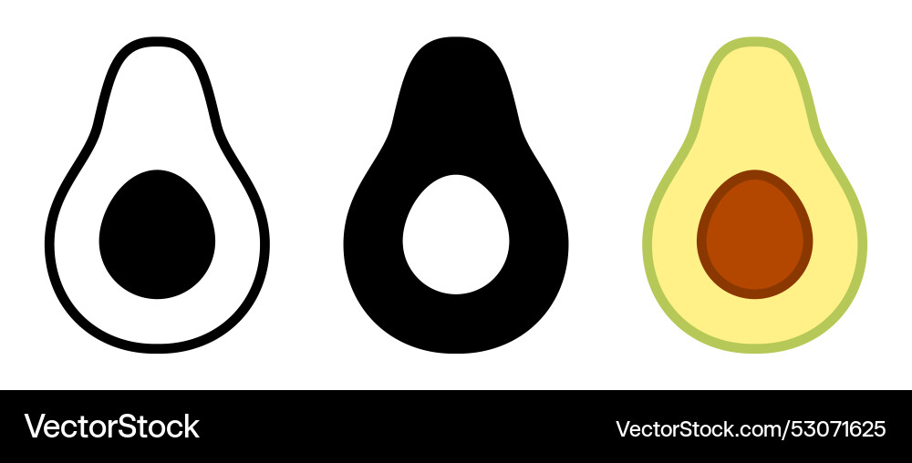 Avocado icons in different graphic styles Vector Image