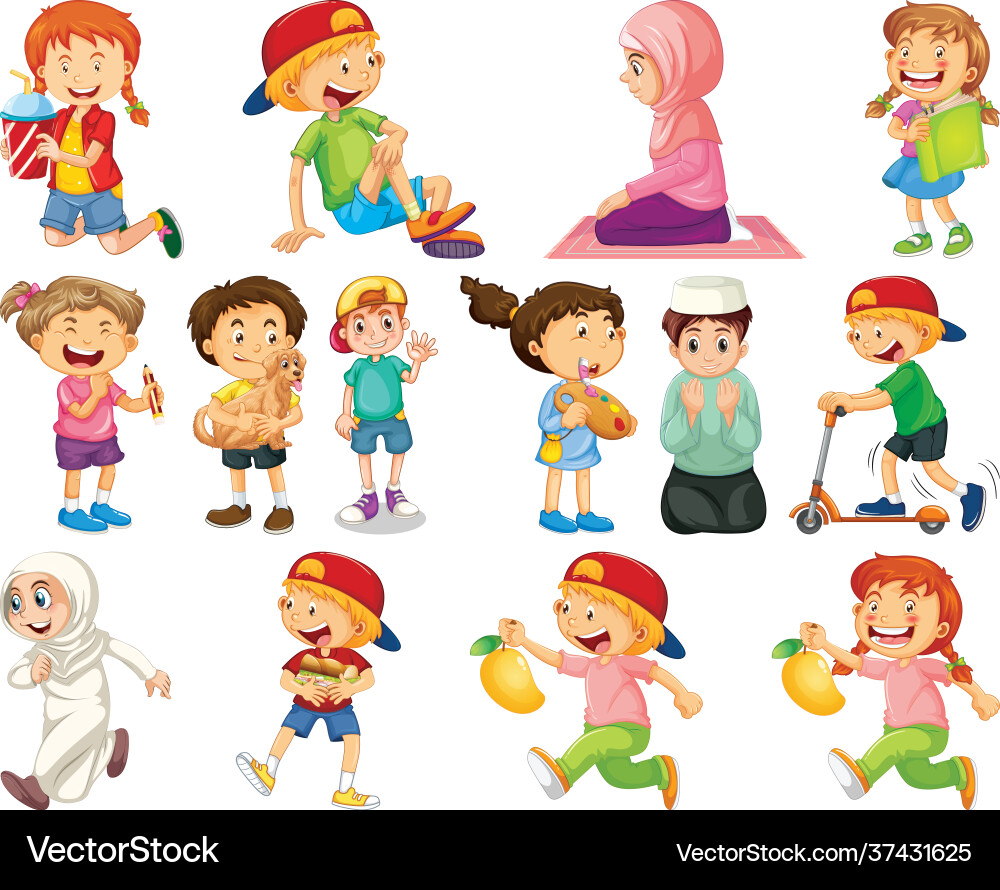 Children doing different activities cartoon Vector Image