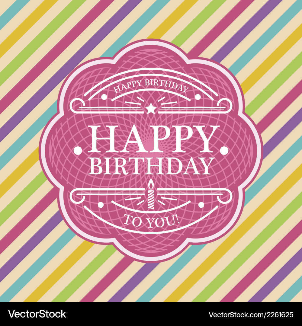 Colorful Birthday Emblem Card Royalty Free Vector Image