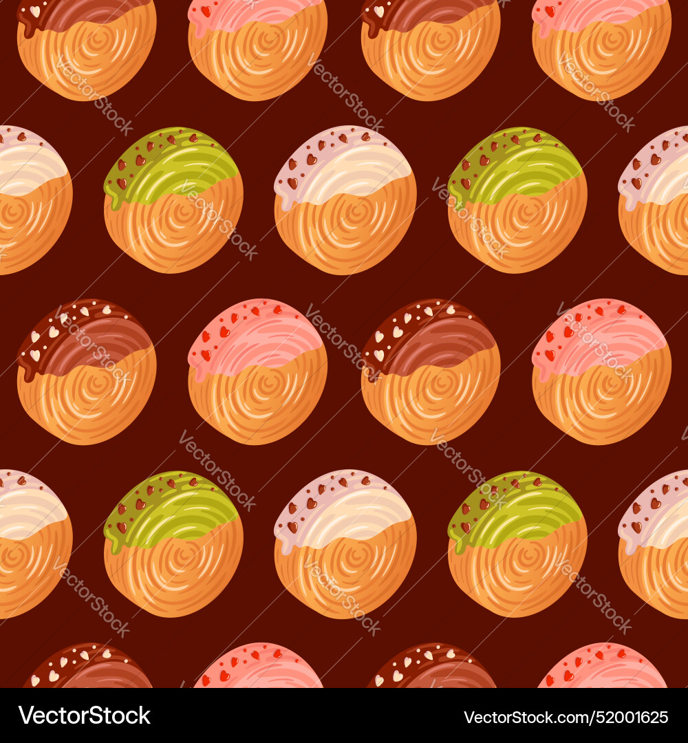 Croissant roll round san seamless pattern Vector Image