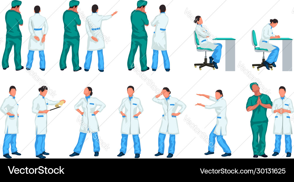 Doctors set colored Royalty Free Vector Image - VectorStock