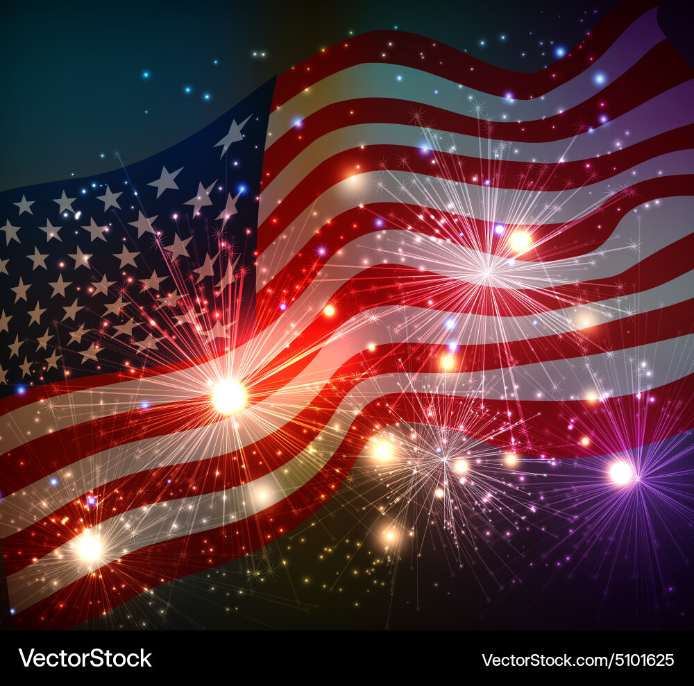 Fireworks background for 4th of july Royalty Free Vector