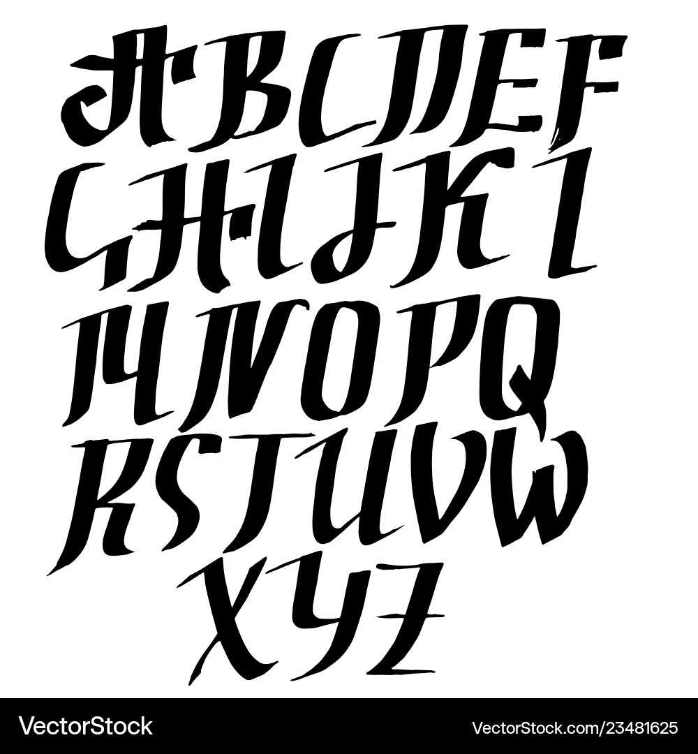 Grunge old pen gothic font blackletter script Vector Image