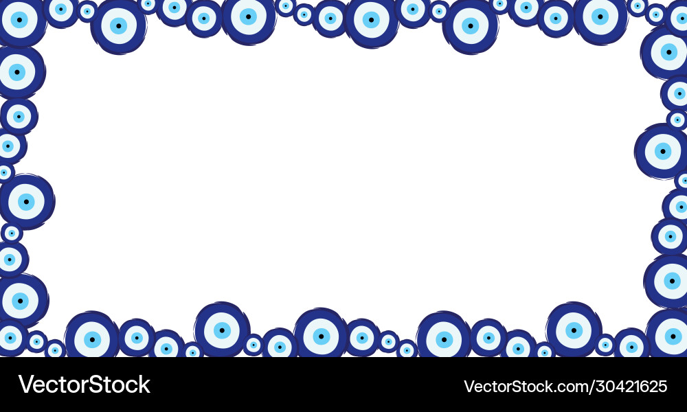 Horizontal banner with blue evil eyes Royalty Free Vector