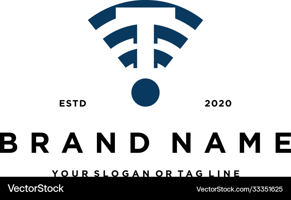 Letter t wireless logo design Royalty Free Vector Image