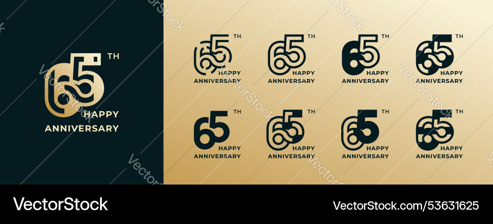 Logo 65th years happy anniversary gold creative Vector Image