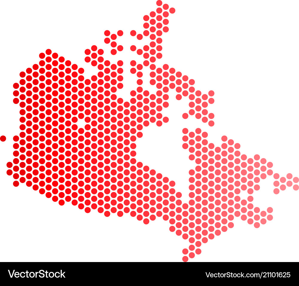 Red dotted canada map Royalty Free Vector Image