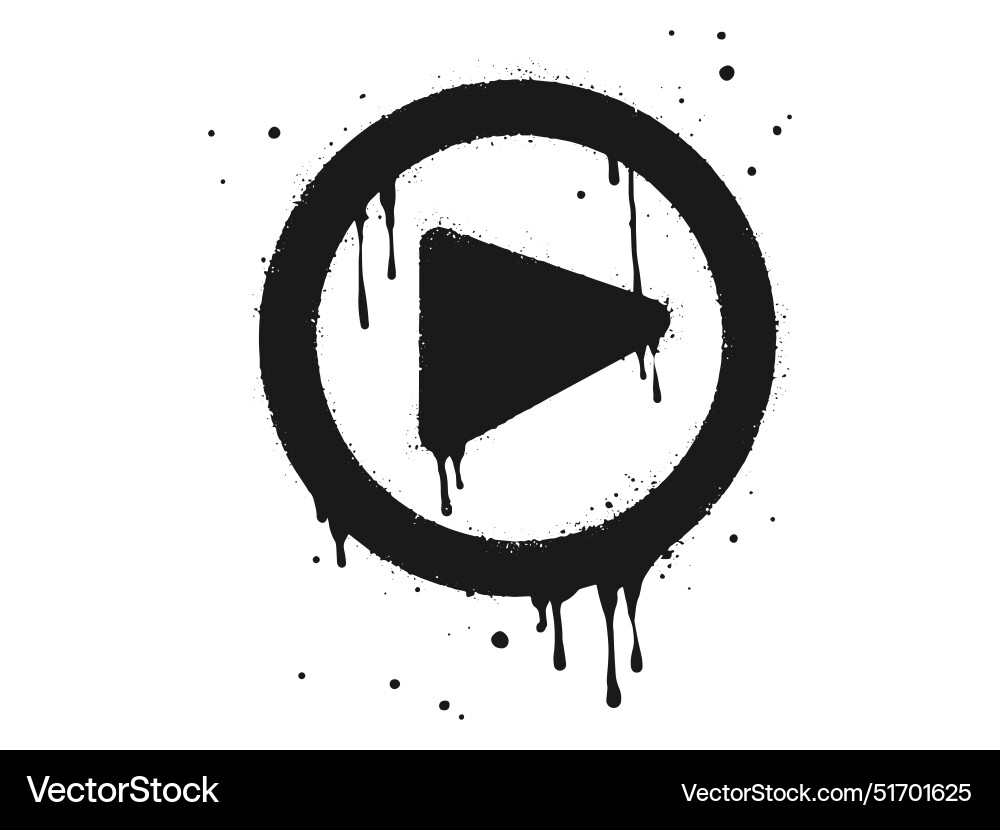 Spray painted graffiti play button icon Royalty Free Vector