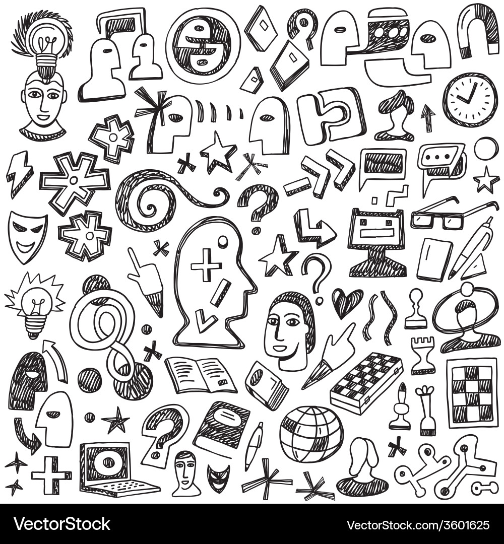 Thinking - doodles set Royalty Free Vector Image