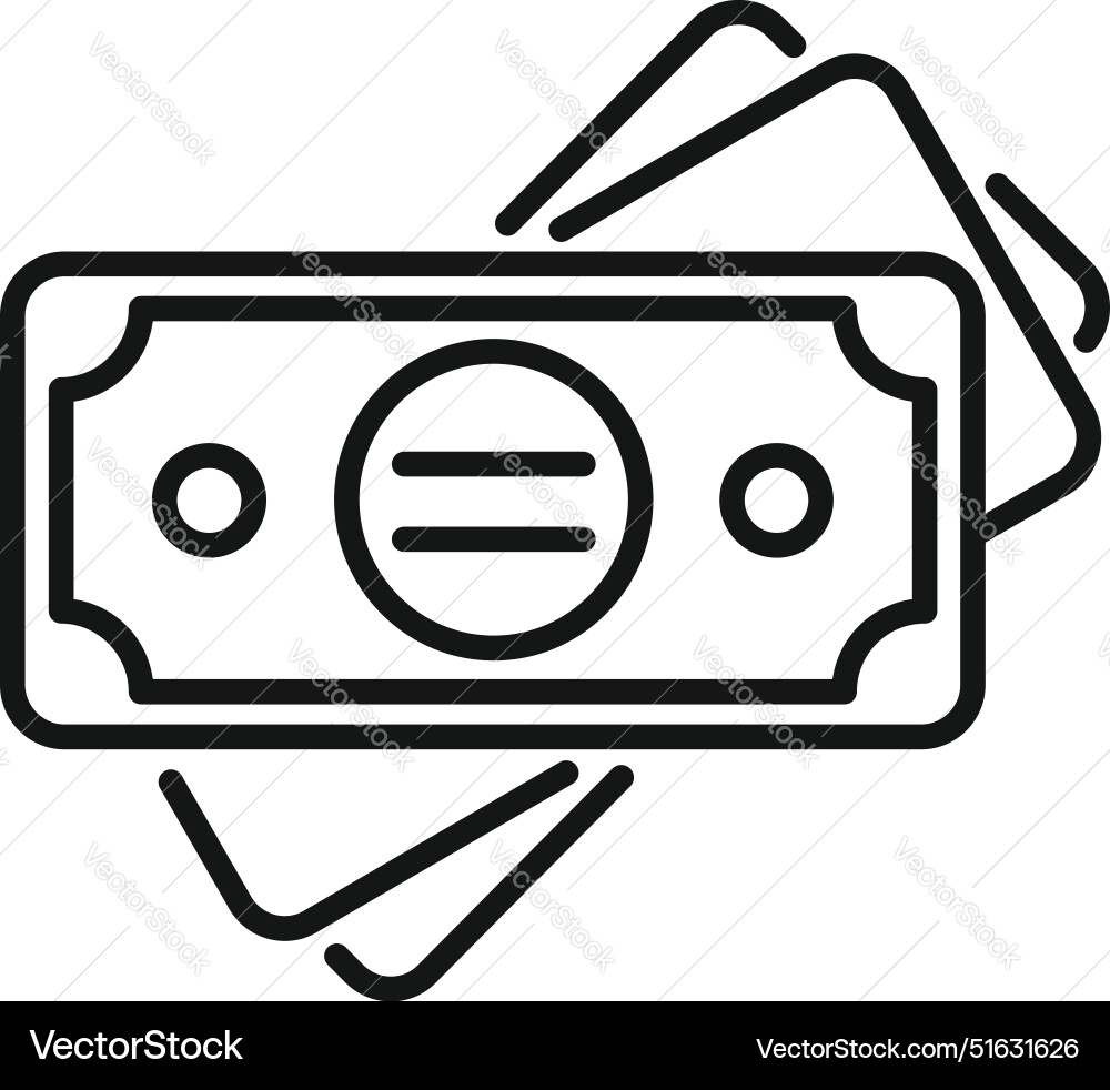 Banknote money stack falling cash wealth icon Vector Image