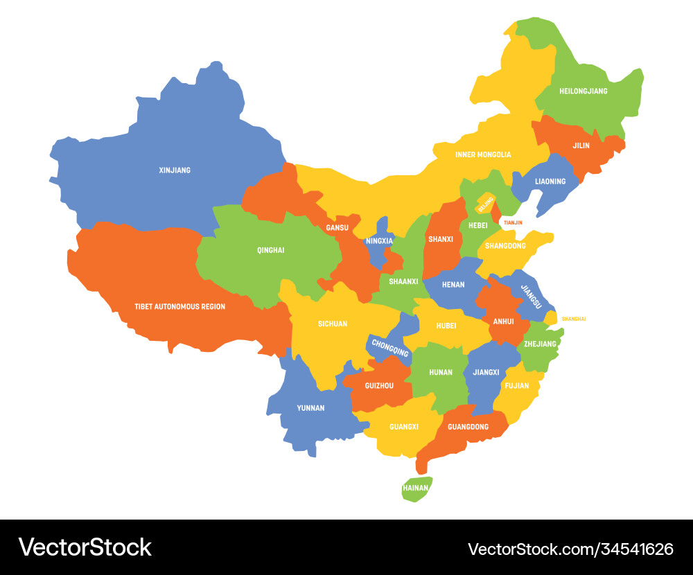 China - map provinces Royalty Free Vector Image