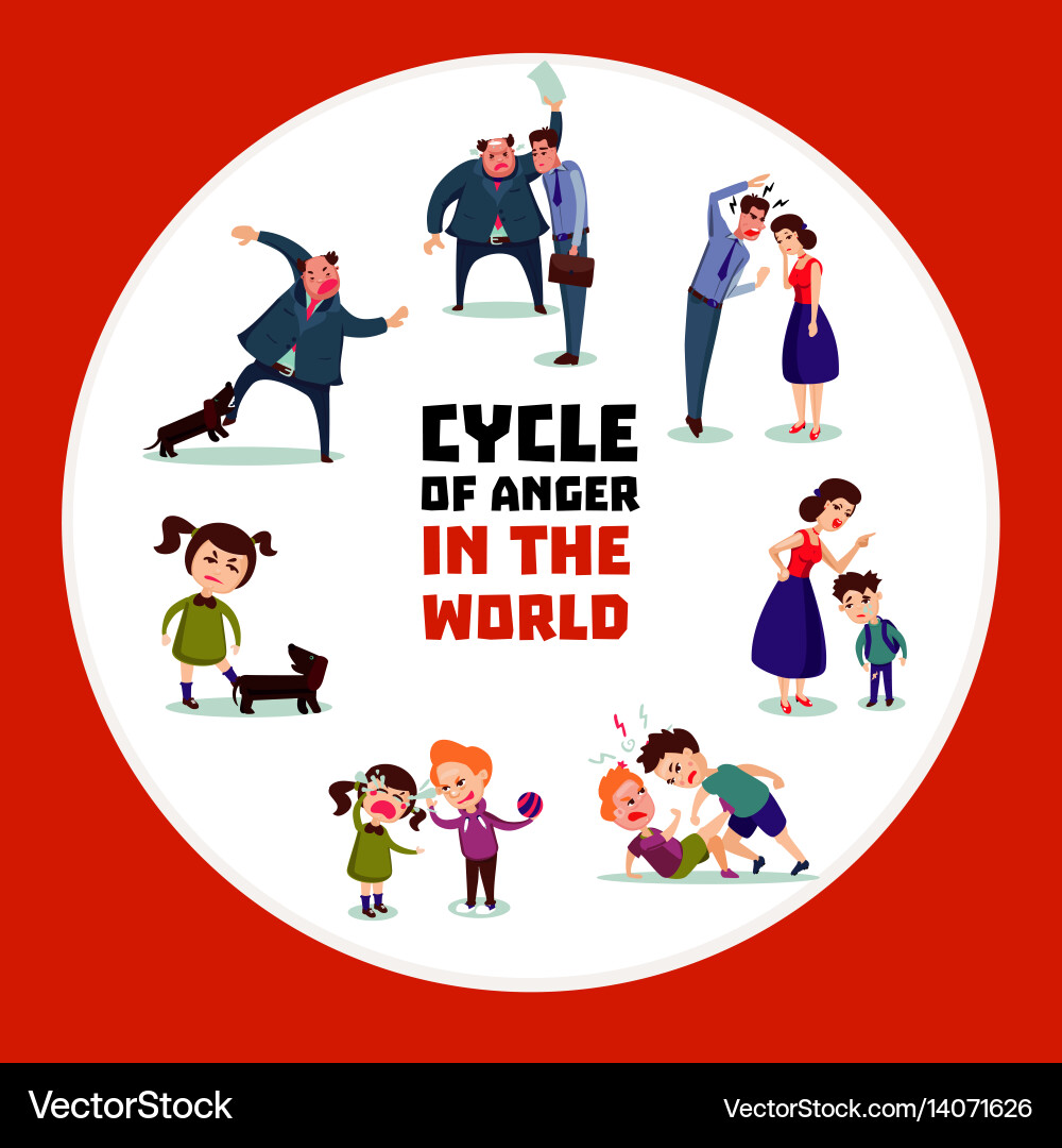 Colorful people conflict round concept Royalty Free Vector