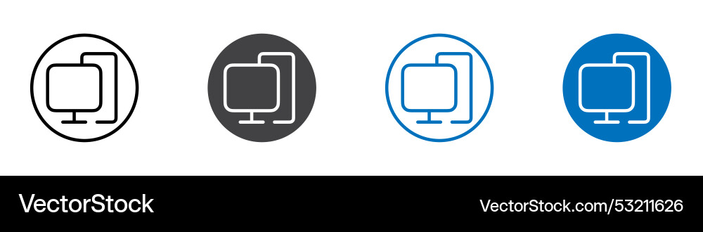 Computer desktop icon flat editable mark set Vector Image