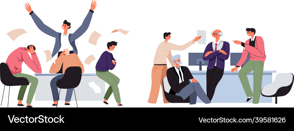 Frustrated Team & Angry Boss Royalty Free Vector Image