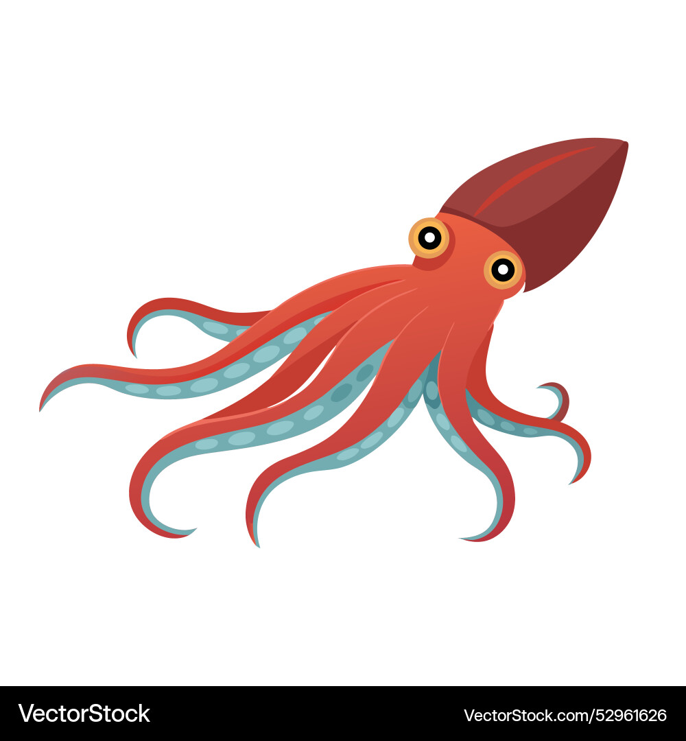 Giant squid under water animal flat Royalty Free Vector