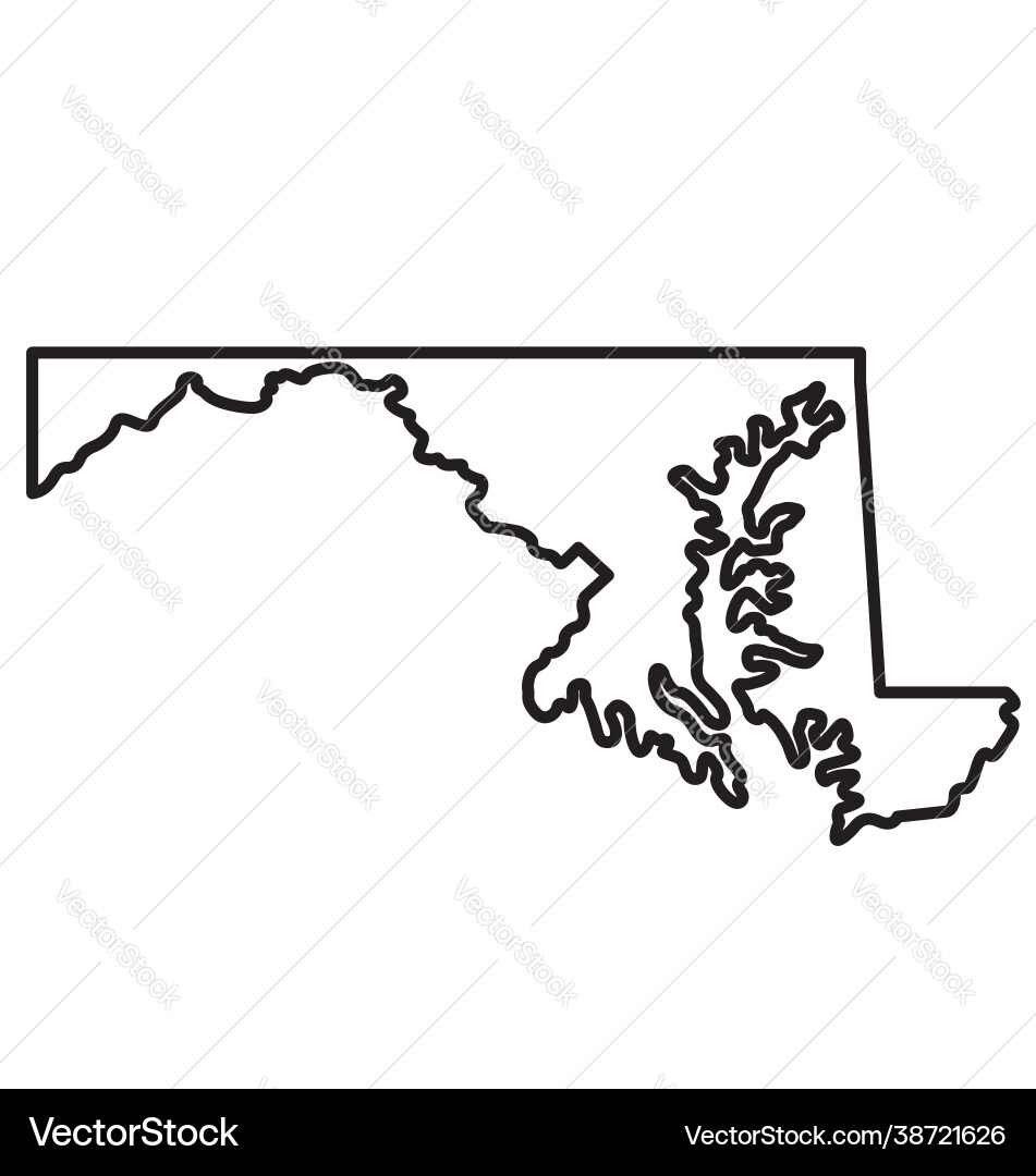Maryland md state shape silhouette outline Vector Image