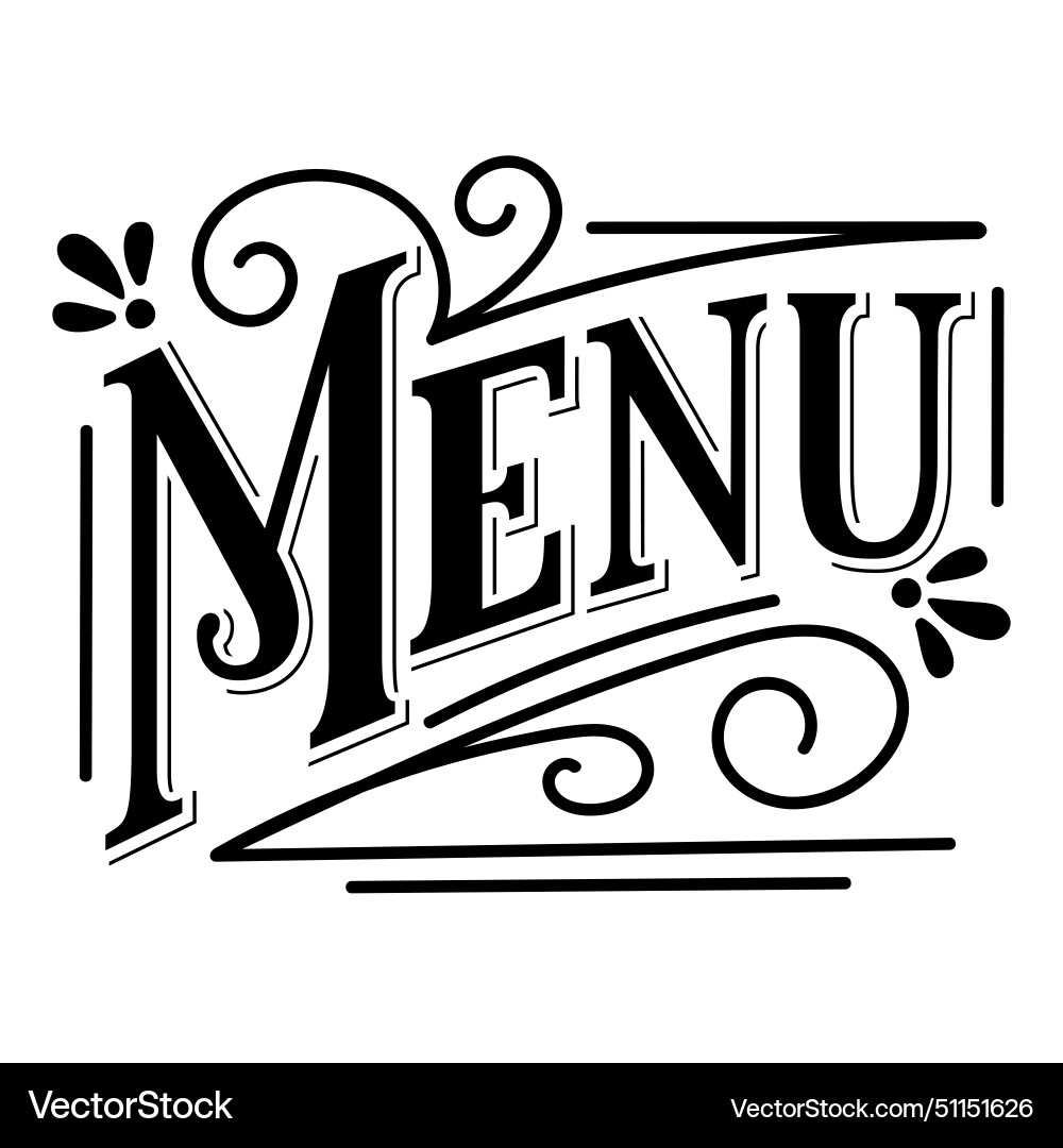 Menu hand drawn lettering vintage letters Vector Image